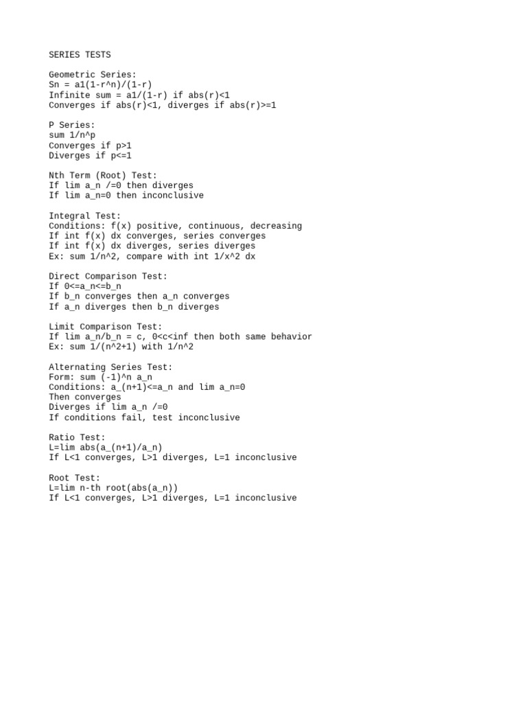 Series Convergence Tests Explained | PDF