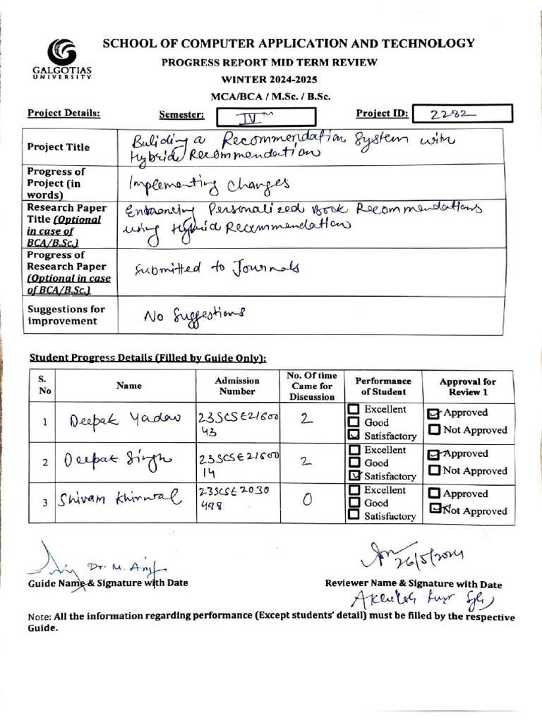 Progress Report Review | PDF