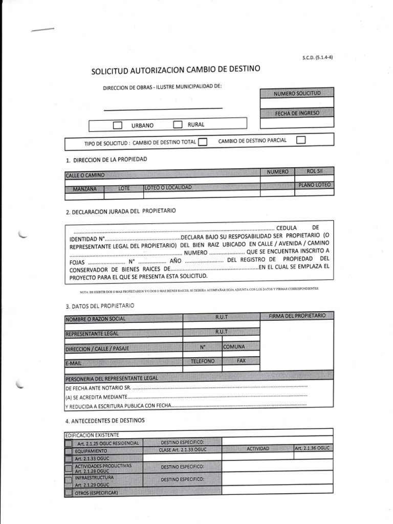 Formulario Cambio de Destino | PDF