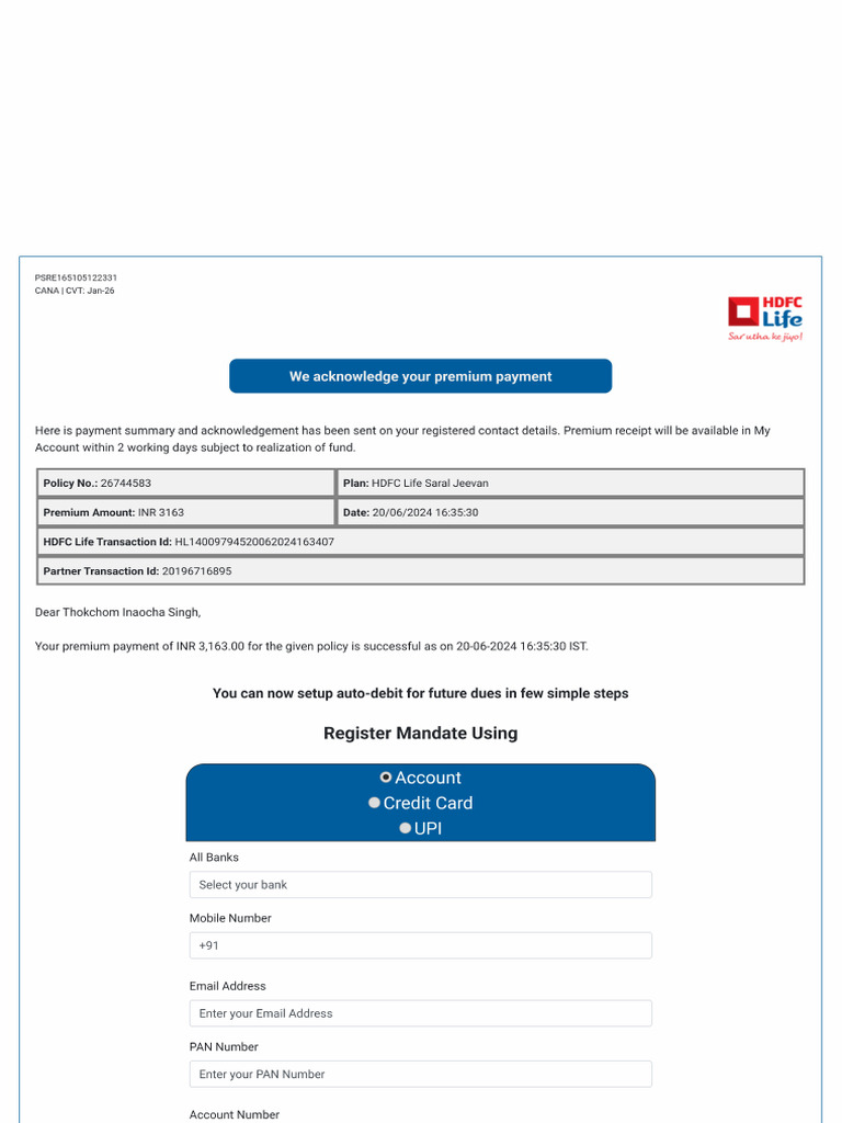 Payment Acknowledgement | PDF
