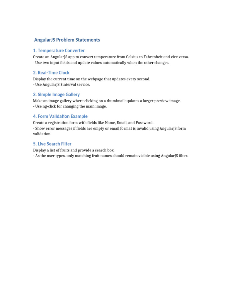 Angularjs Practice Problems | PDF