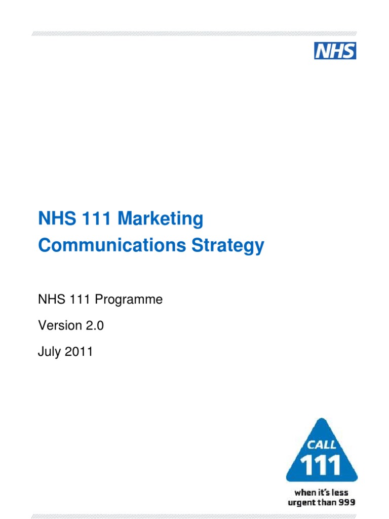 NHS 111 Marketing Communications Strategy v2.0 | PDF | Marketing ...