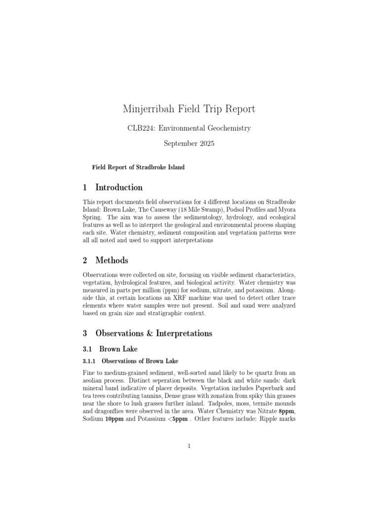 Minjerribad Field Trip Report | PDF | Sediment | Sand
