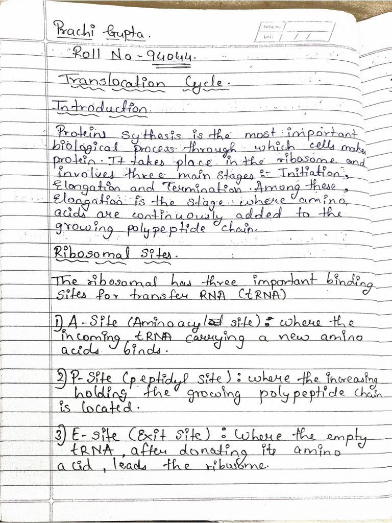 Translocation Cycle Roll No-94044 | PDF