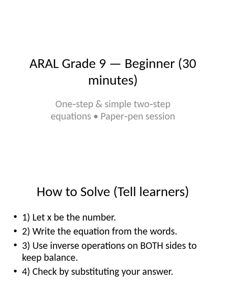 ARAL Grade9 30min Basic TeacherSlides | PDF | Mathematics ...