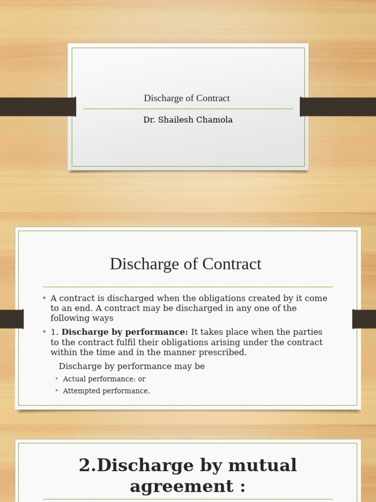 Discharge of Contract | PDF | Lease | Civil Law (Legal System)