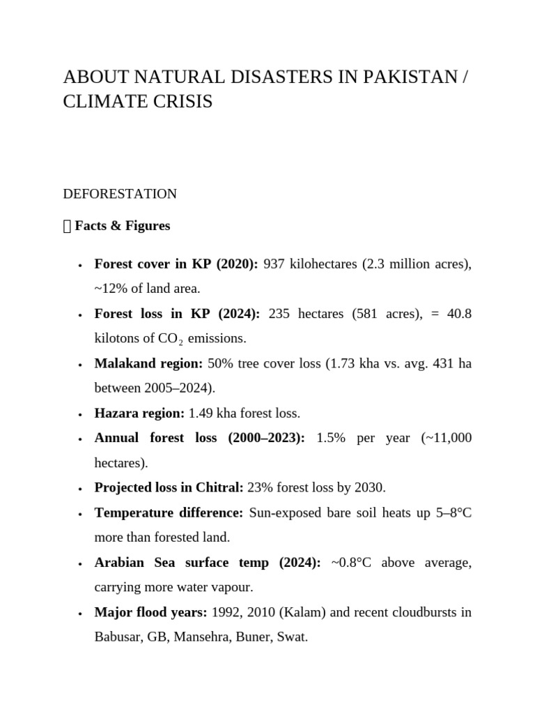 Impact of Deforestation on Pakistan's Disasters | PDF | Deforestation ...