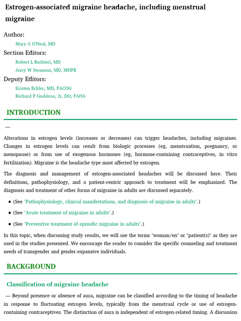 iMD - Uptodate - Estrogen-Associated Migraine Headache, Including ...