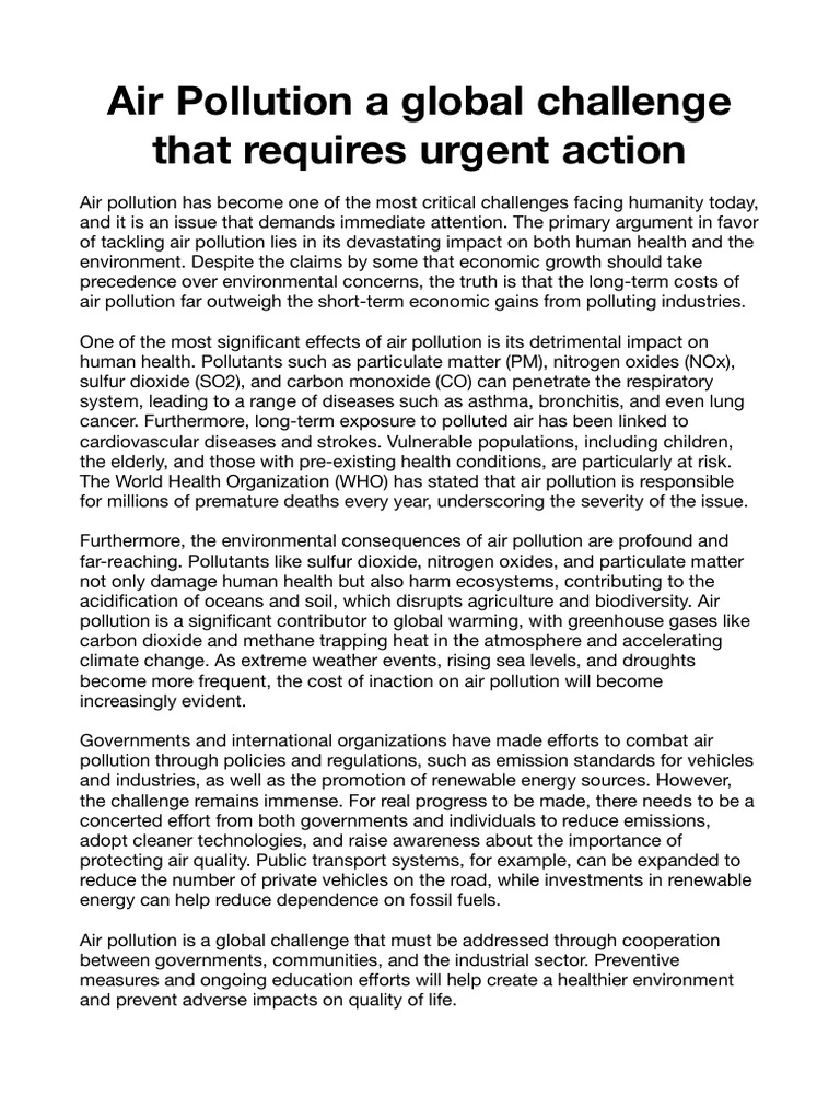 Addressing Global Air Pollution Challenges | PDF | Air Pollution ...