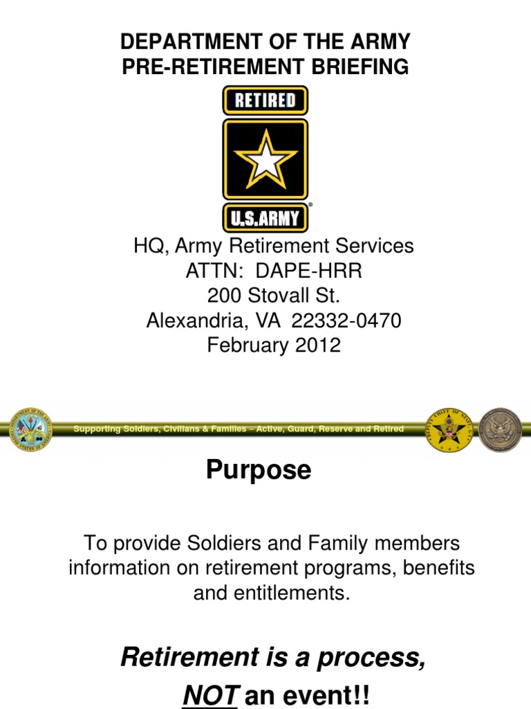 US ARMY Pre Retirement Briefing Feb2012 | PDF | Military | Government