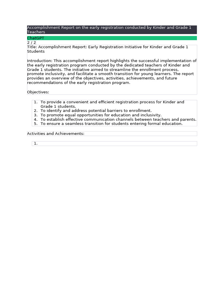 Early Registration Success for Kinder & Grade 1 | PDF | Social ...
