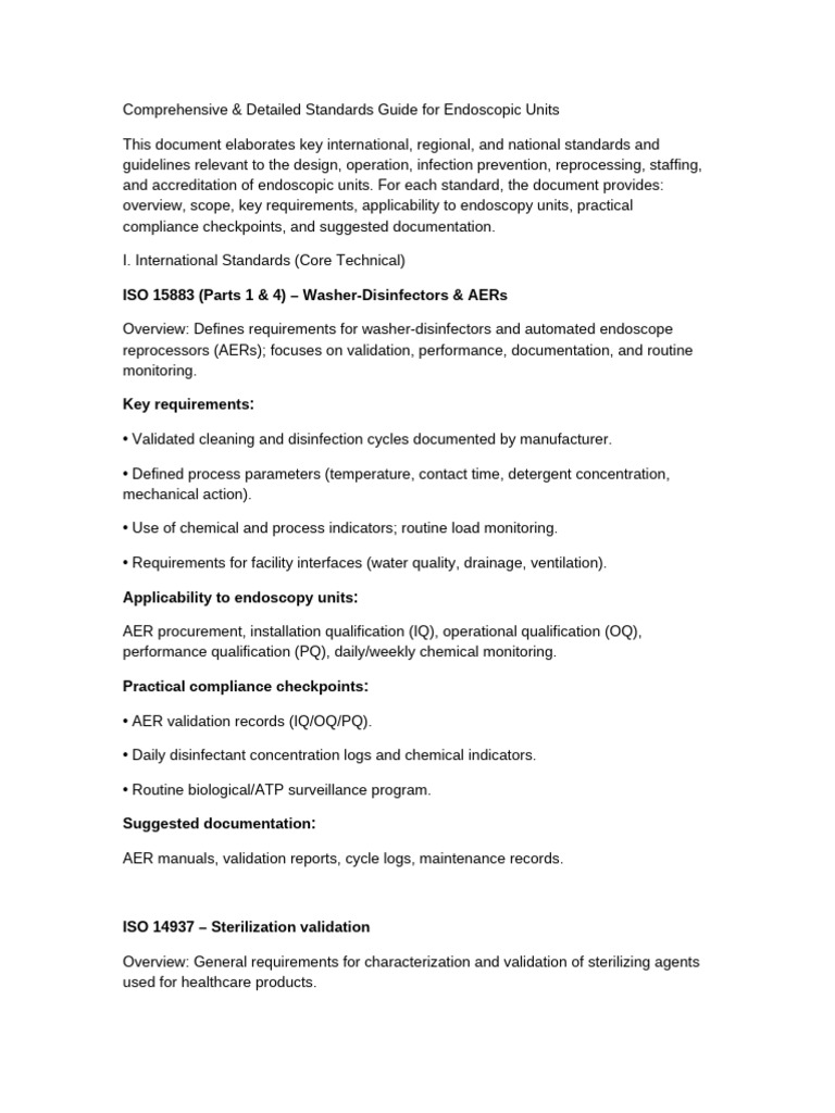 Endoscopic Units Standards Compliance Guide | PDF | Medical Device ...