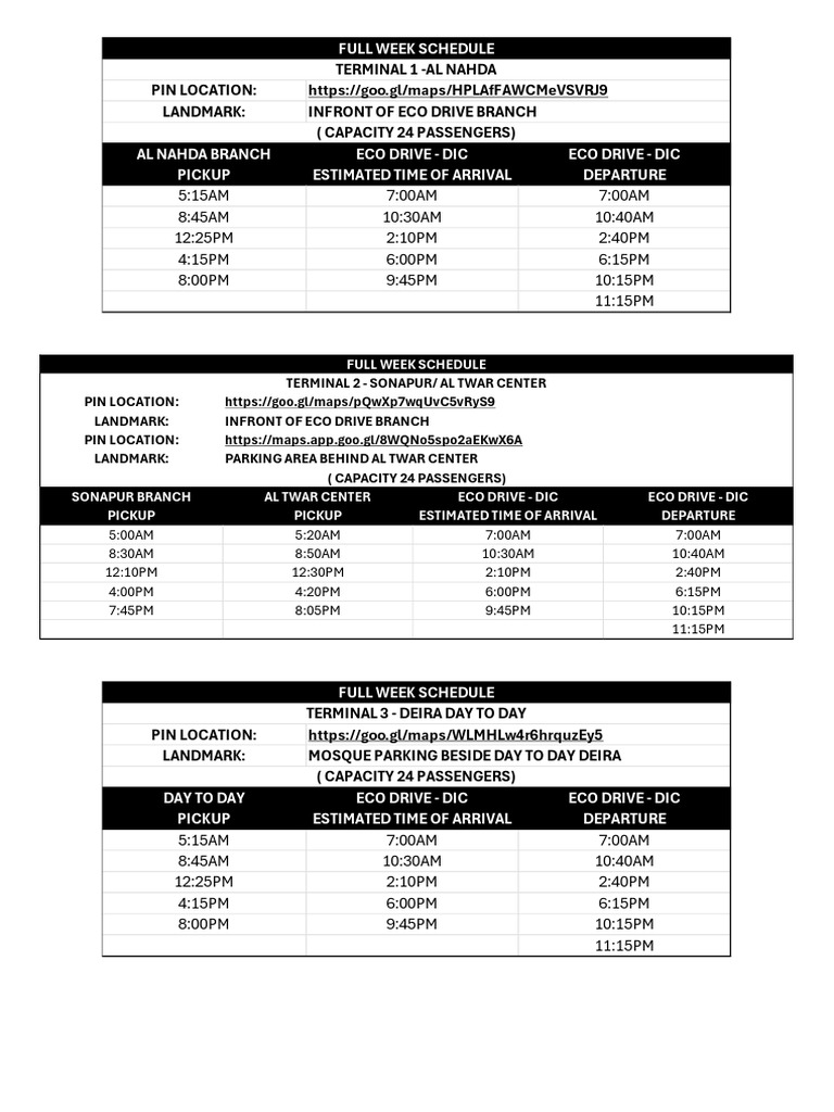 Eco Drive Bus Schedule 2025 | PDF | Dubai | Public Transport