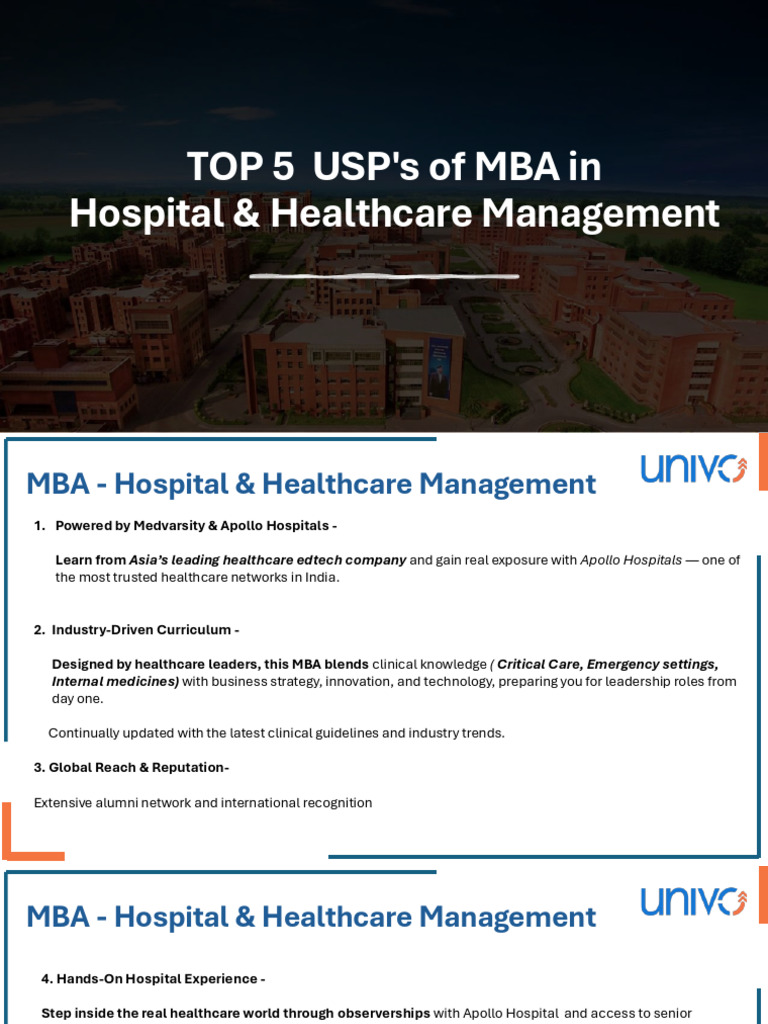 5 USPs of MBA in - Hospital Healthcare Management | PDF