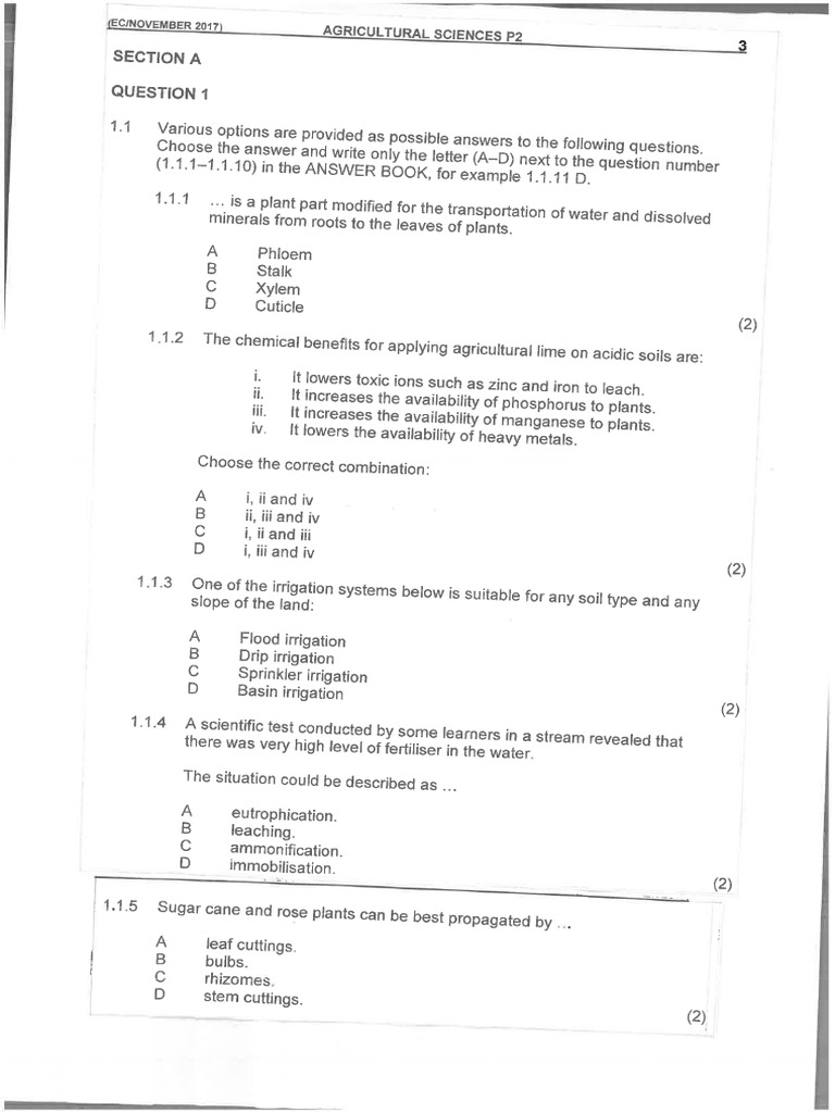 Grade 11 Agricultural Sciences Past Question Papers (2017-2023) | PDF