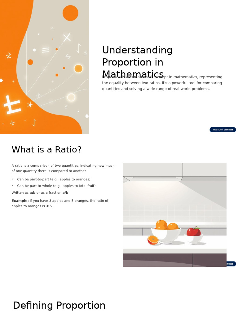 Understanding Proportion in Mathematics | PDF | Ratio | Quantity