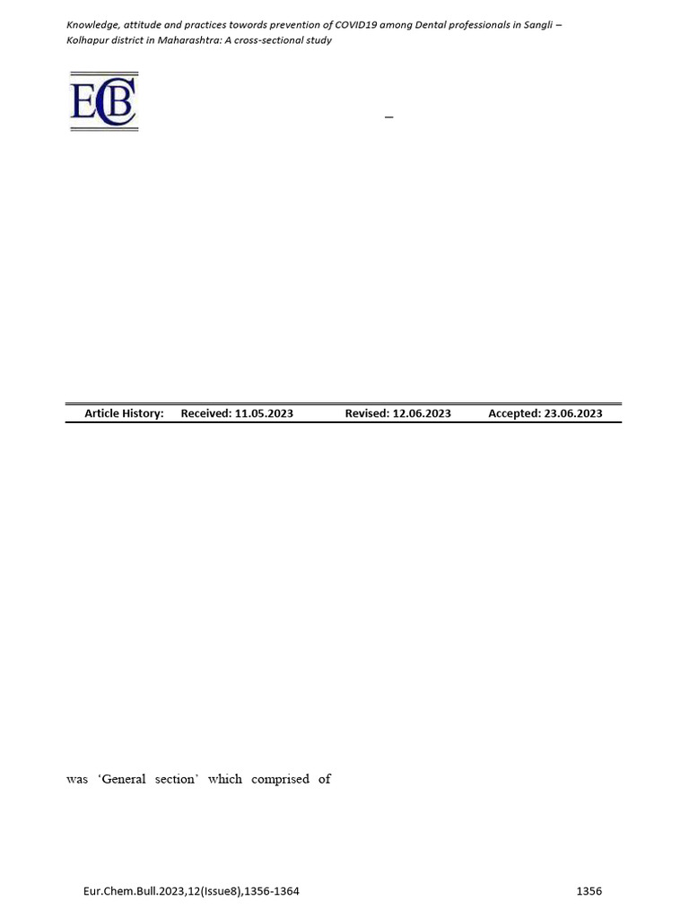 17.ECB Covid19study 2023 | PDF | Dentistry | Health Care