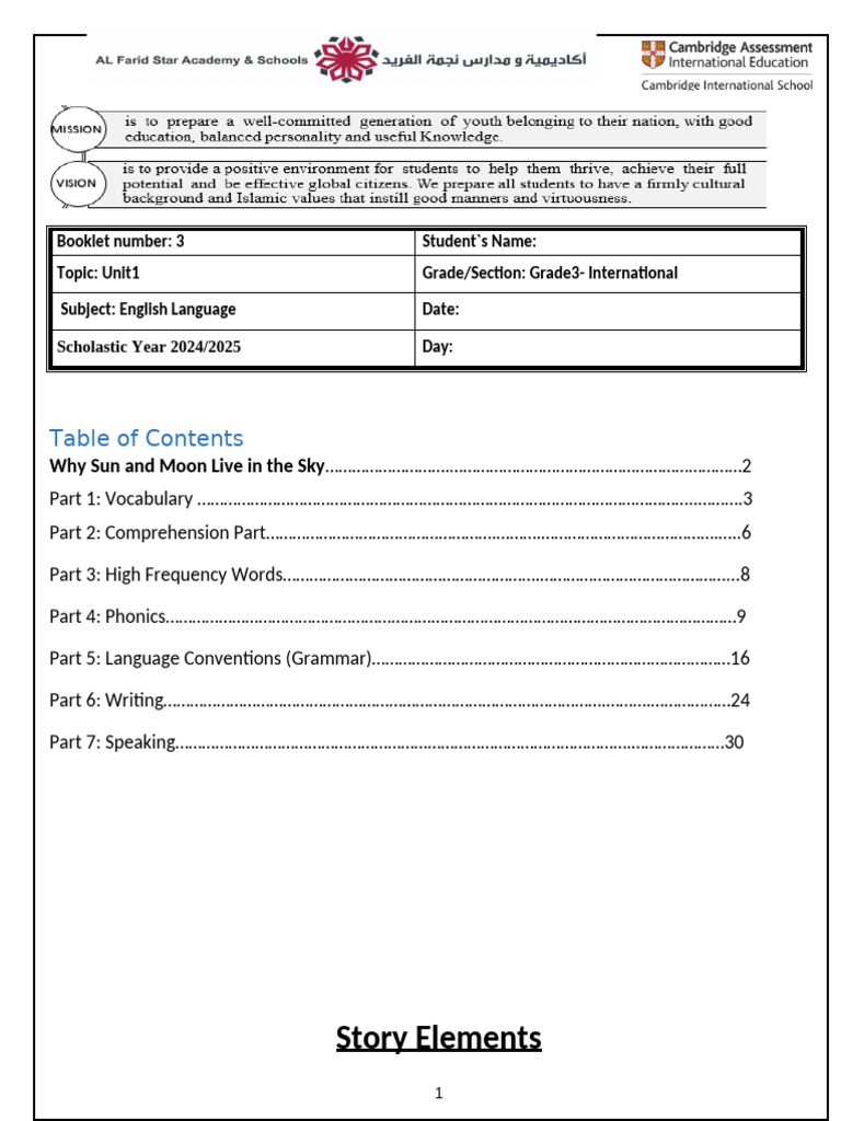 Story Elements: Why Sun and Moon Live in The Sky | PDF | Grammatical ...