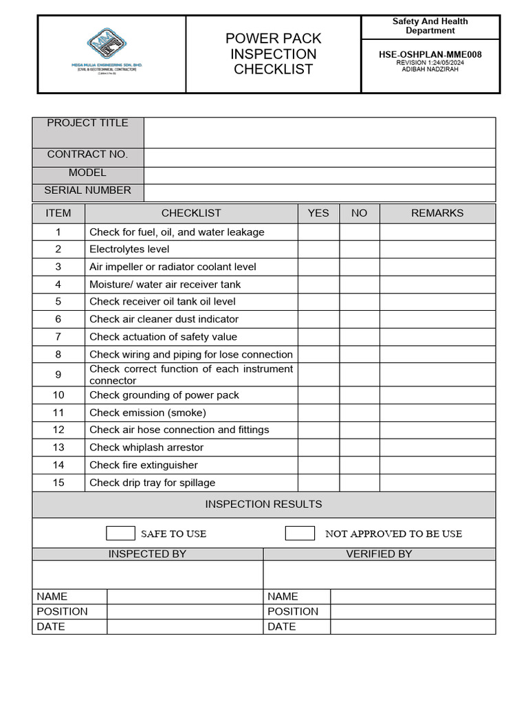 008 Power Pack Checklist | PDF