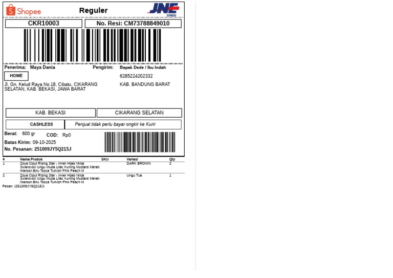 Label Pengiriman 121 | PDF