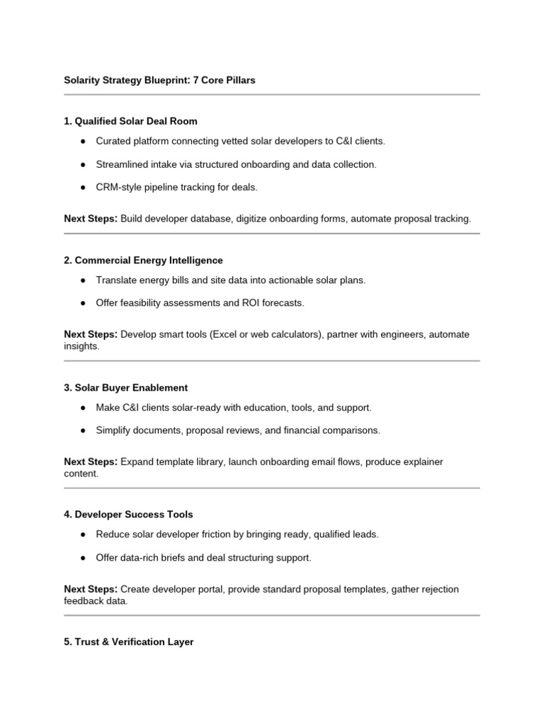 Solarity Strategy Blueprint - 7 Core Pillars | PDF | Customer ...