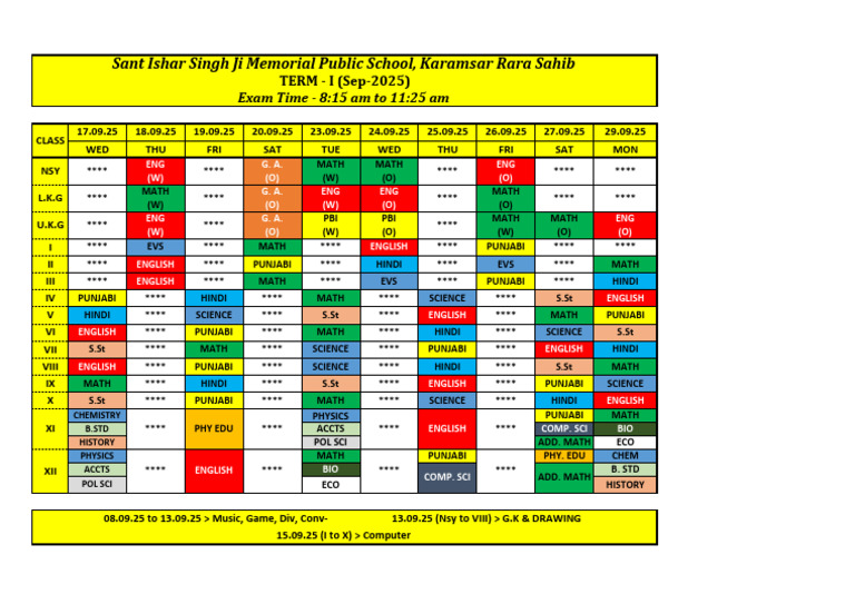 Date Sheet | PDF