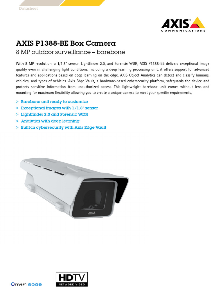 AXIS P1388-BE 8MP Box Camera Datasheet | PDF | Image Stabilization ...