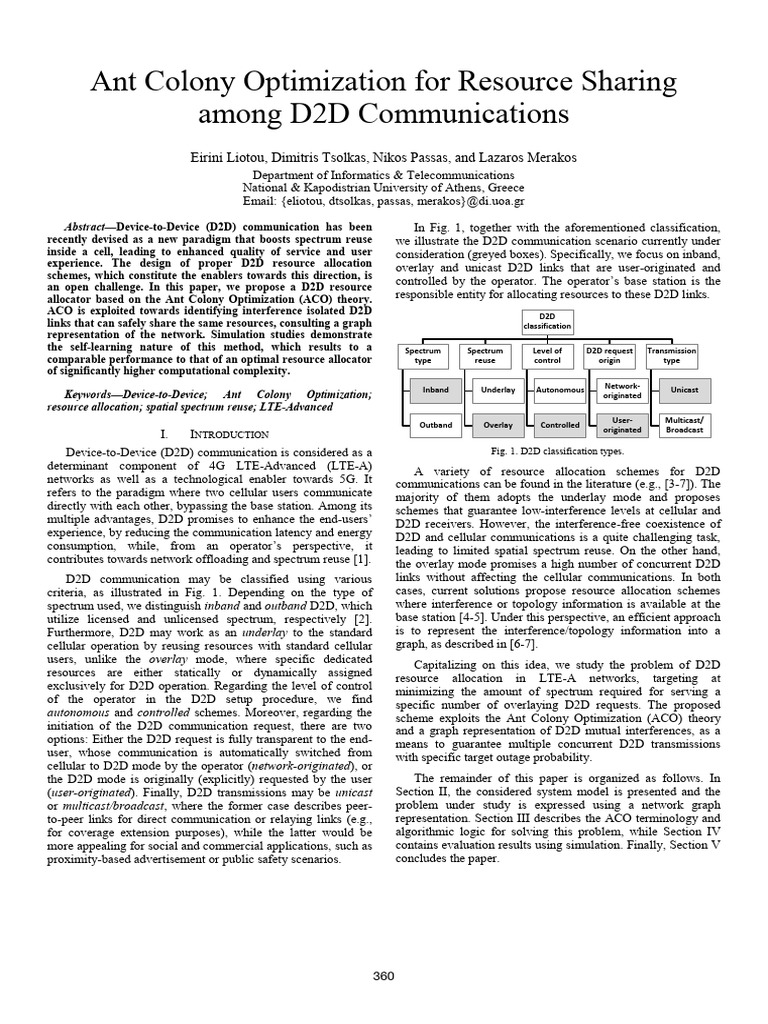 Ant Colony Optimization for D2D Resource Allocation | PDF | Vertex ...