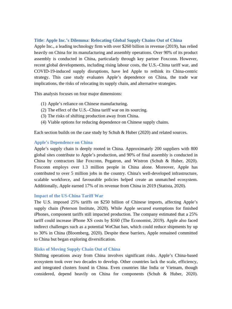Apple’s Supply Chain Shift from China | PDF | Apple Inc. | I Phone