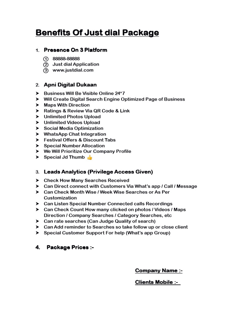 Benefits of Just Dial | PDF
