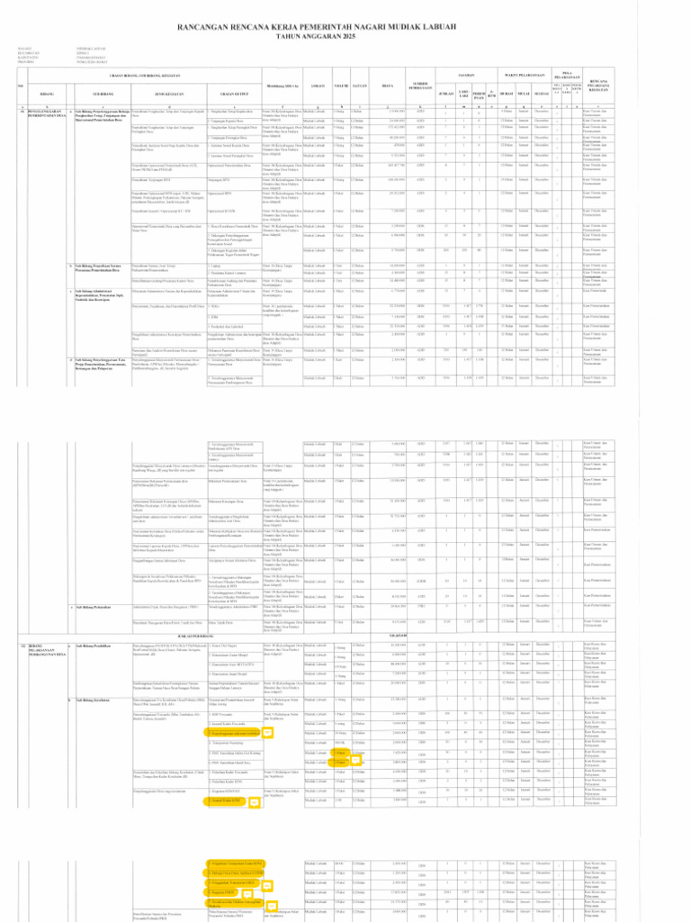 Matrix RKP Nagari Mudiak Labuah TA 2025 | PDF
