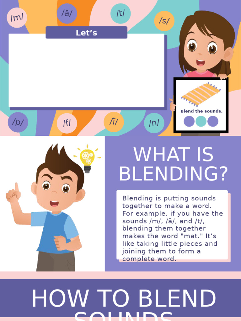 Phonics Blending Sounds CVC Words Presentation in Colorful Illustrative ...
