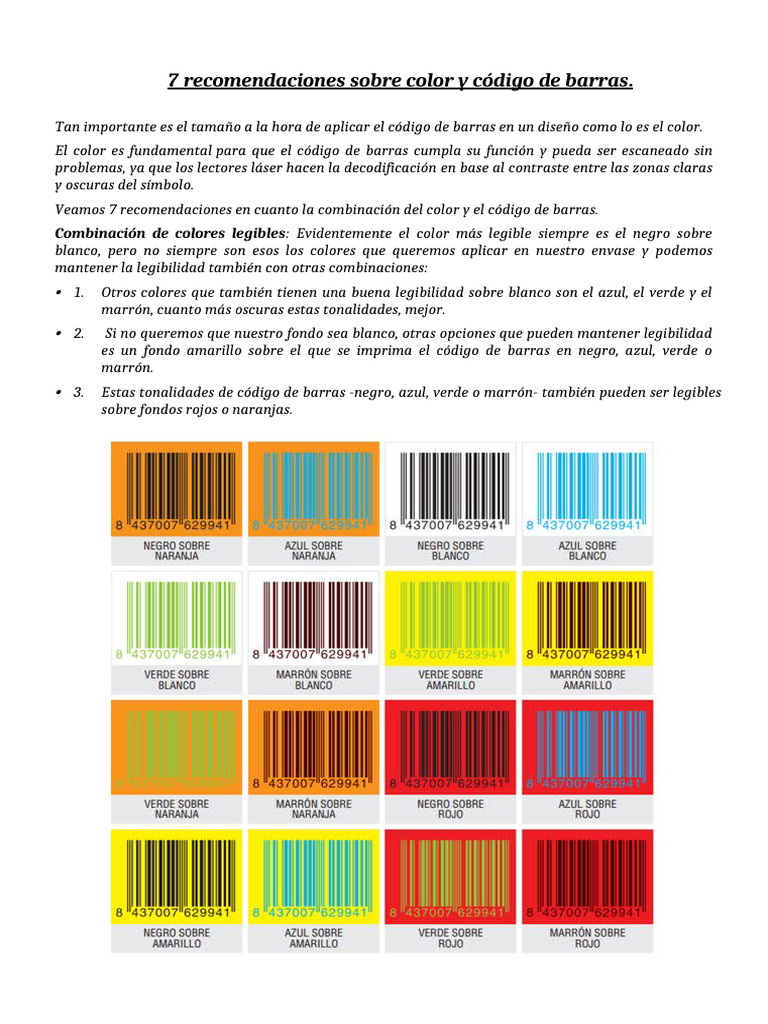 7 Recomendaciones Sobre Color y Código de Barras | PDF | Código de ...
