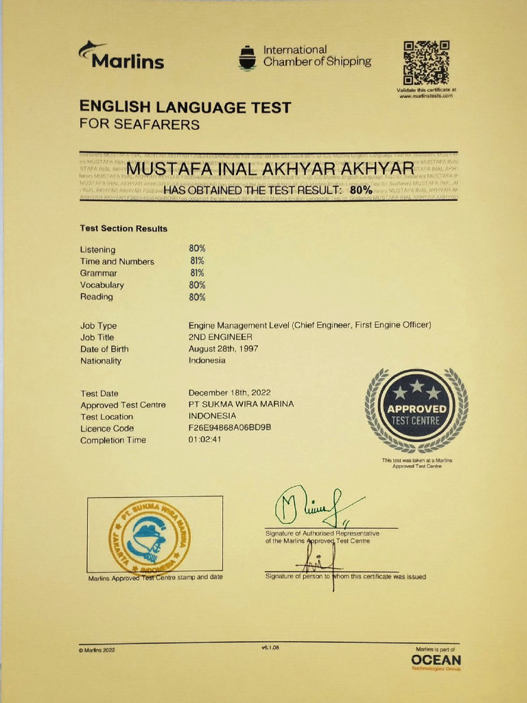 Marlin Test - Mustafal Inal Akhyar | PDF