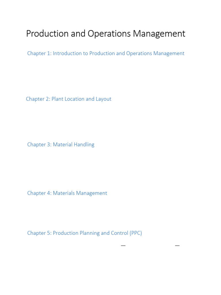 Production and Operations Management | PDF | Operations Management ...