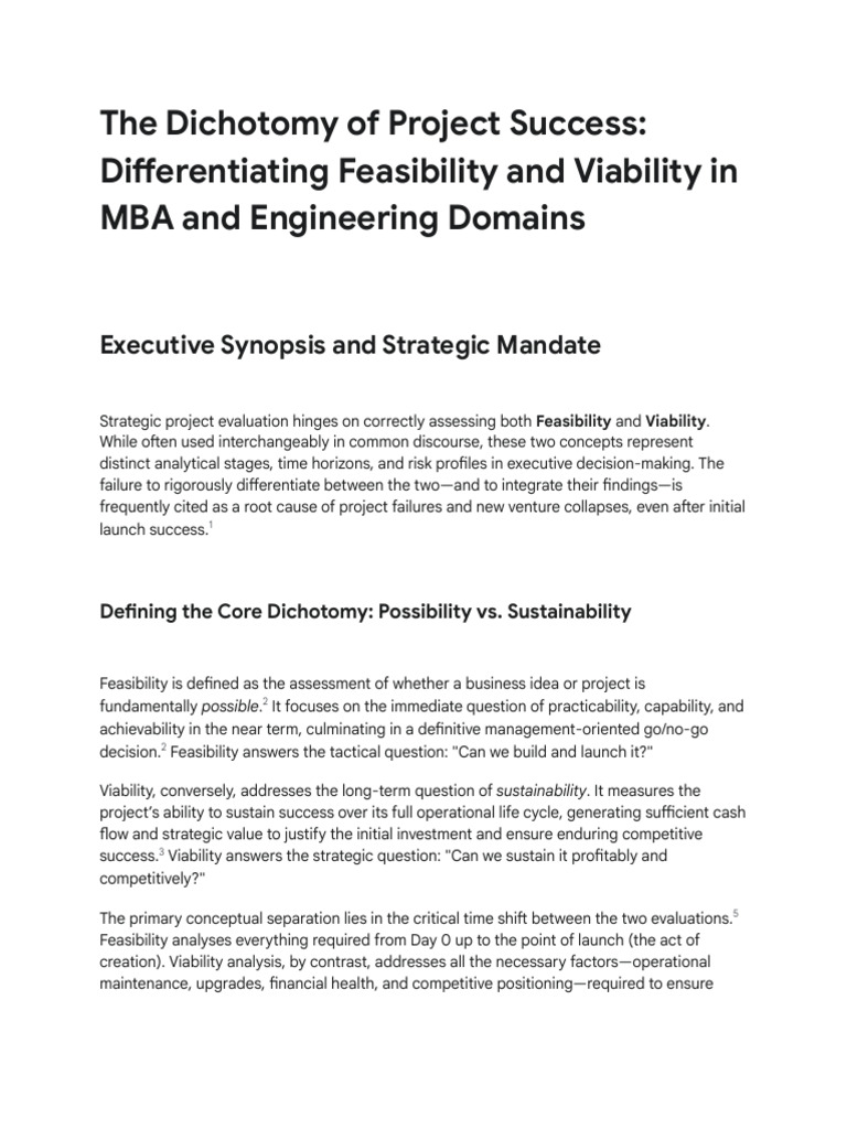 Feasibility and Viability - MBA vs. Engineering | PDF | Feasibility ...