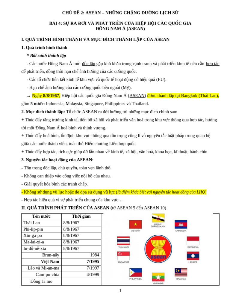 HSG 12 BÀI 4 ASEAN H | PDF