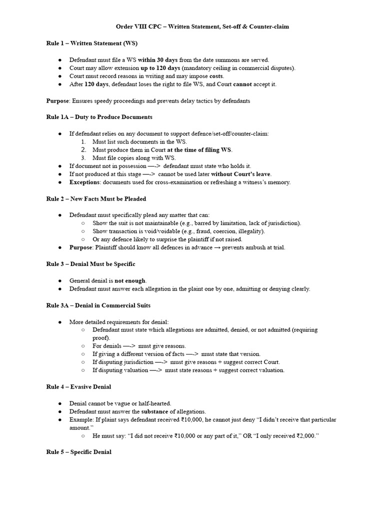 Order 8 Rule 9 CPC Overview | PDF | Lawsuit | Common Law