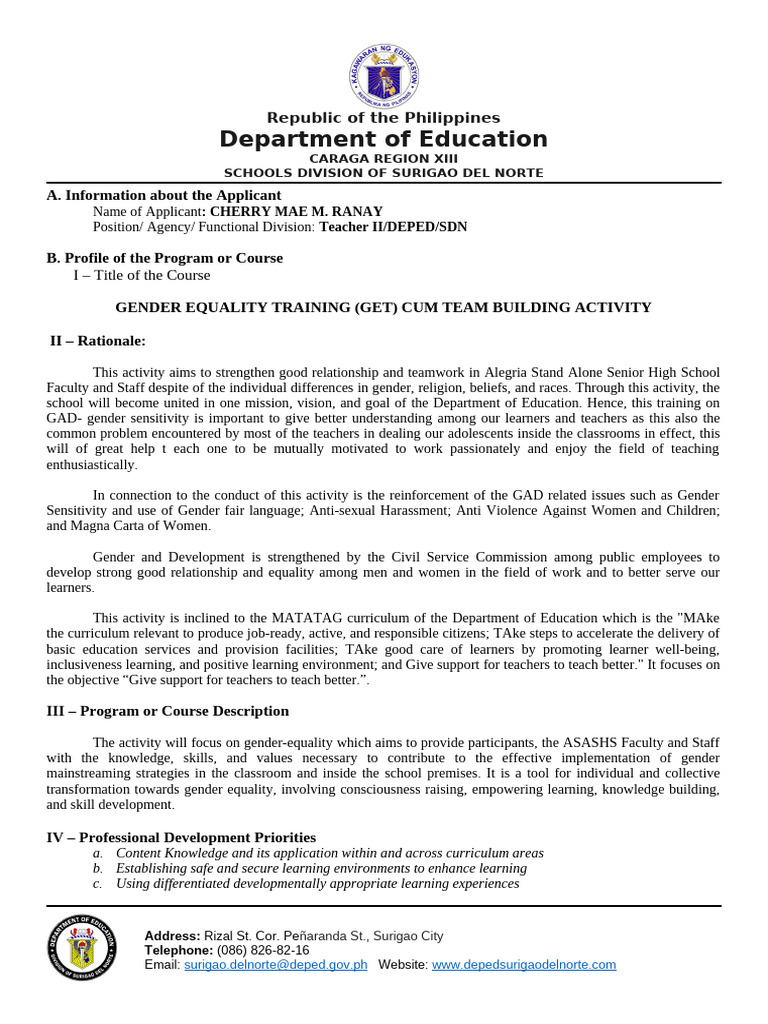 Gender Equality Training for Educators | PDF | Learning | Teachers
