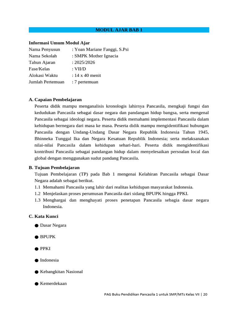7.1 Modul Ajar Bab 1 | PDF