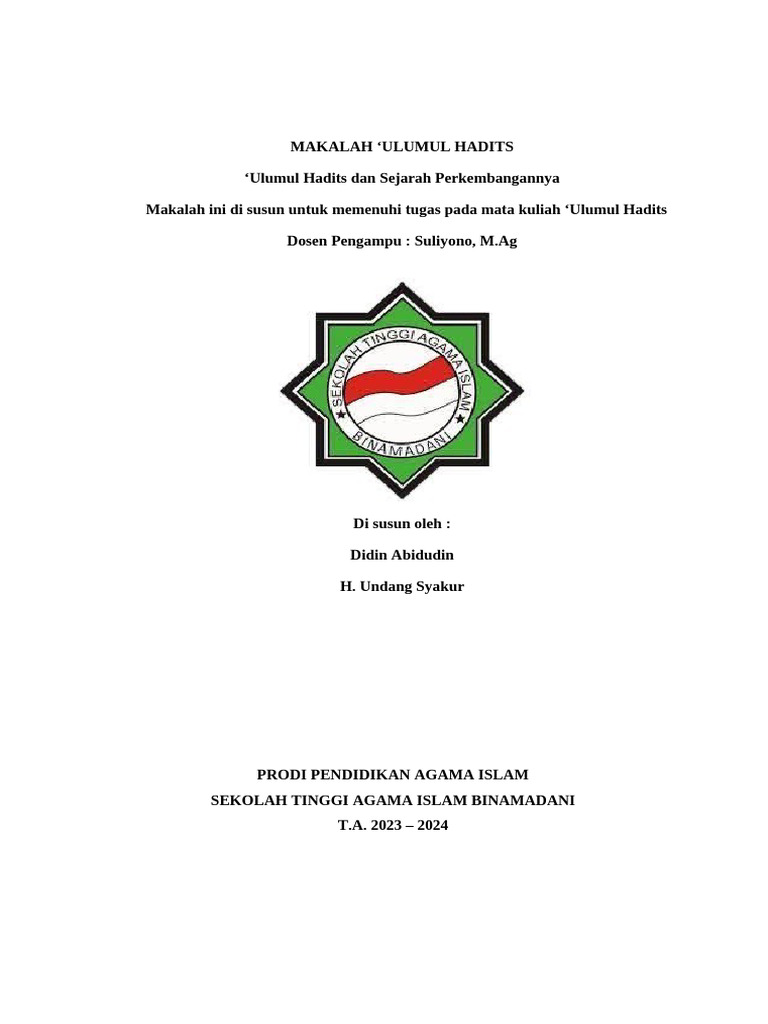 Sejarah dan Pengertian Ulumul Hadits | PDF