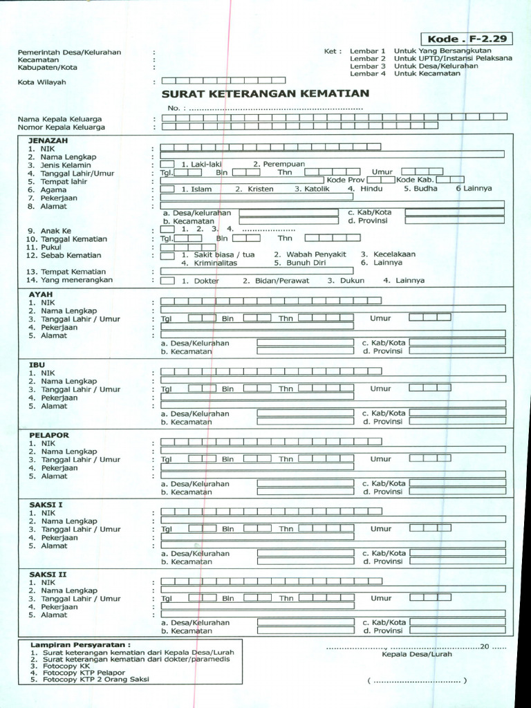 Formulir Kematian Dukcapil | PDF