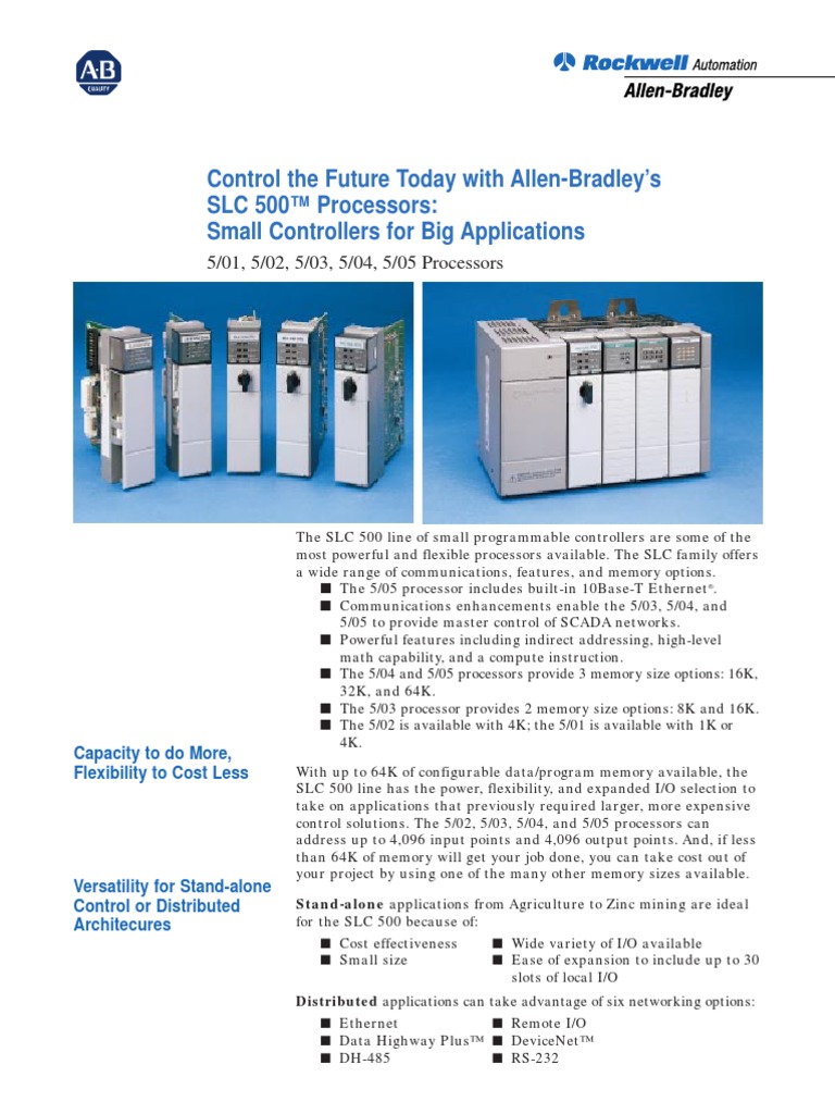 Control The Future Today With Allen-Bradley's SLC 500™ Processors ...