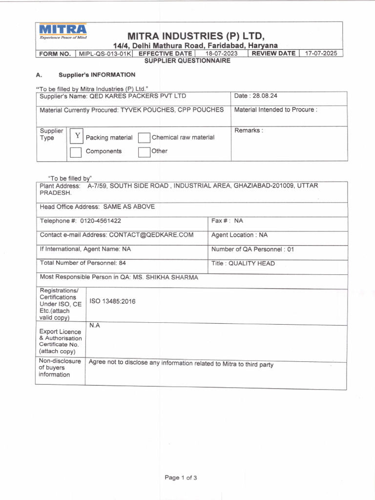 Mitra Audit Checklist | PDF