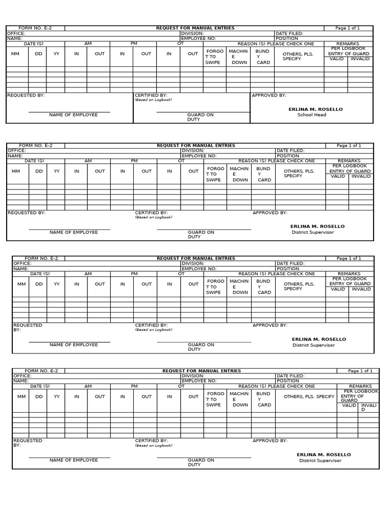 Manual Entry Request Form E-2 | PDF