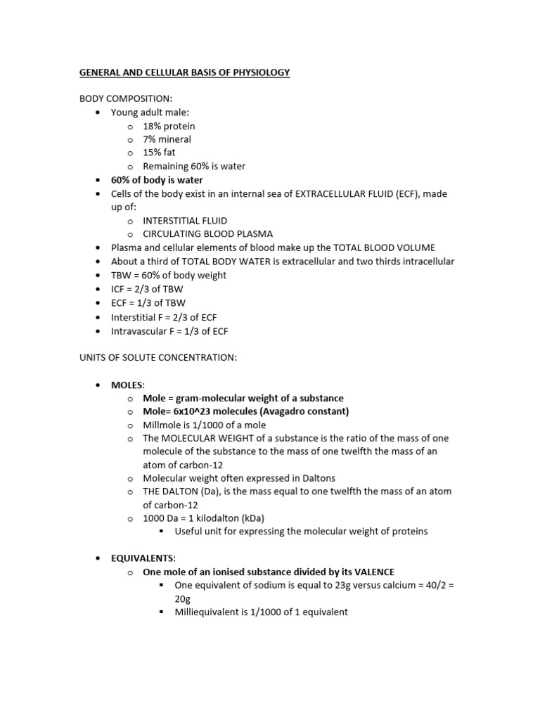 Exam General and Cellular Basis of Physiology | PDF | Cell Membrane ...
