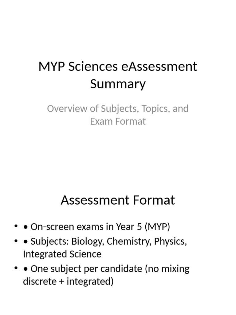 MYP Sciences Eassessment Summary | PDF