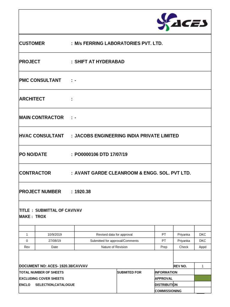 Cover Sheet CAV VAV | PDF
