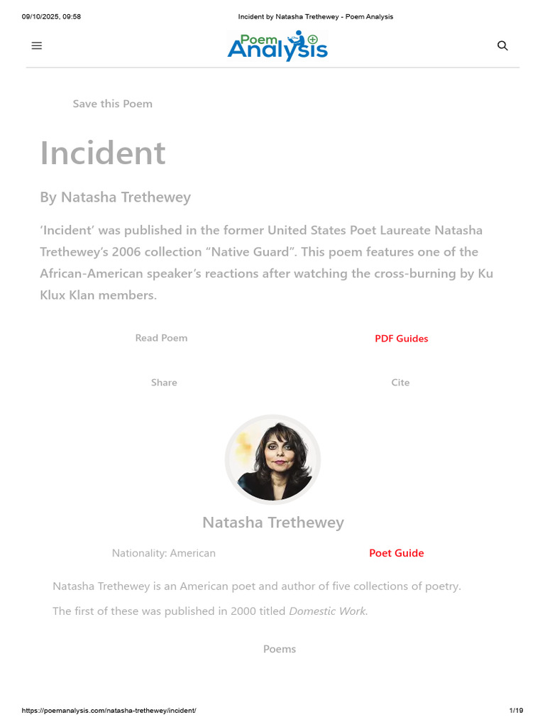 Analyzing Trethewey's "Incident" Poem | PDF | Poetry | Ku Klux Klan
