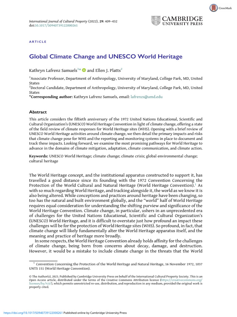 Div Class Title Global Climate Change and Unesco World Heritage Div ...